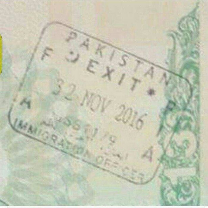 Pakistani Immigration Department Stamped 32nd November as A Date On A ...