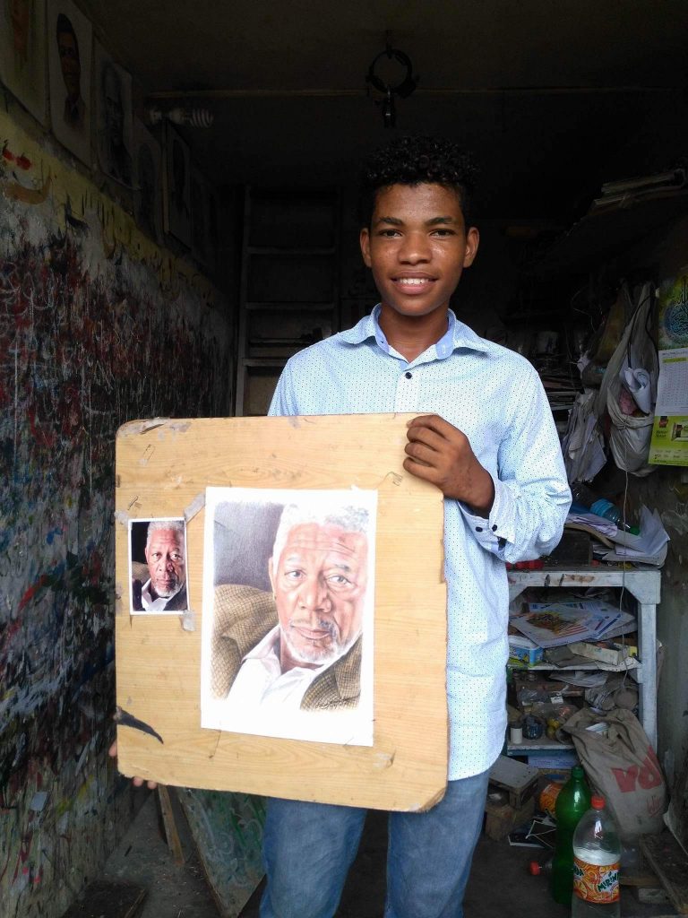 This Portrait of Morgan Freeman by a Young Boy From Lyari