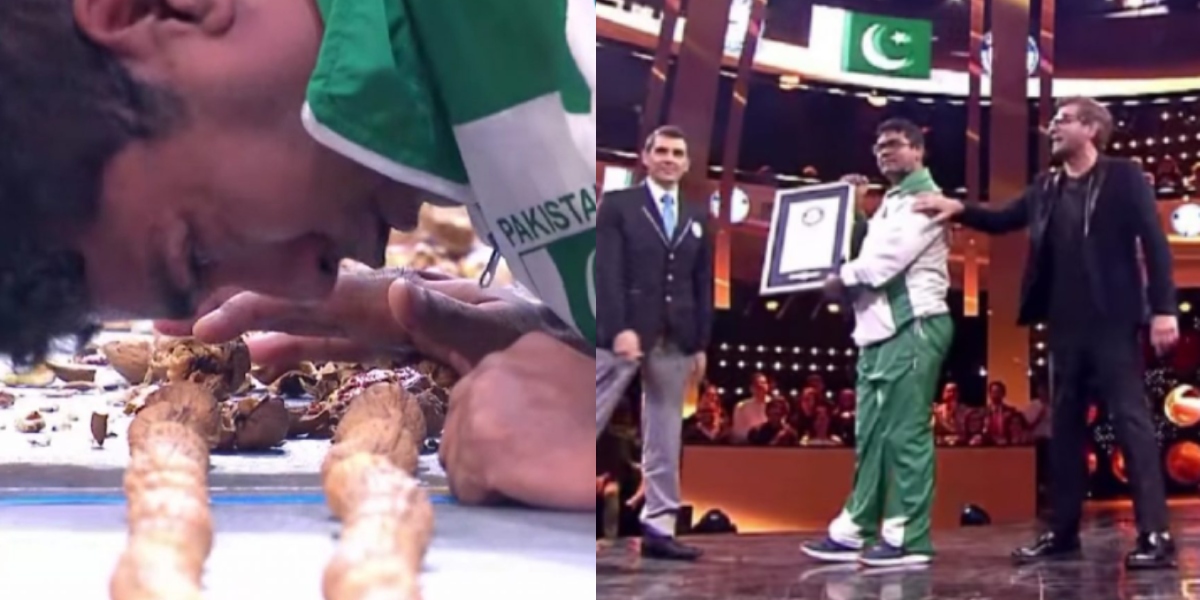 Pakistani Martial Arts Expert Beats Indian - Makes World Record By Crushing 254 Walnuts With Head