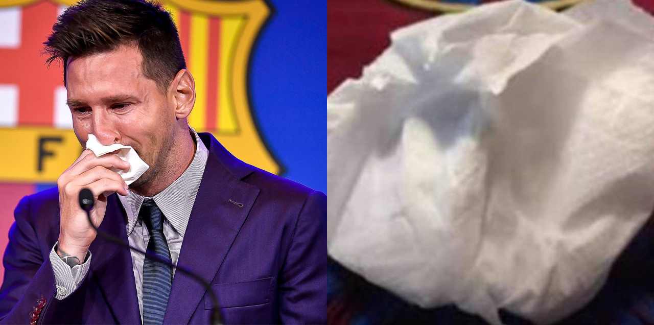 Messi's Tear-Soaked Tissue From Barcelona Farewell Is On Sale For ...