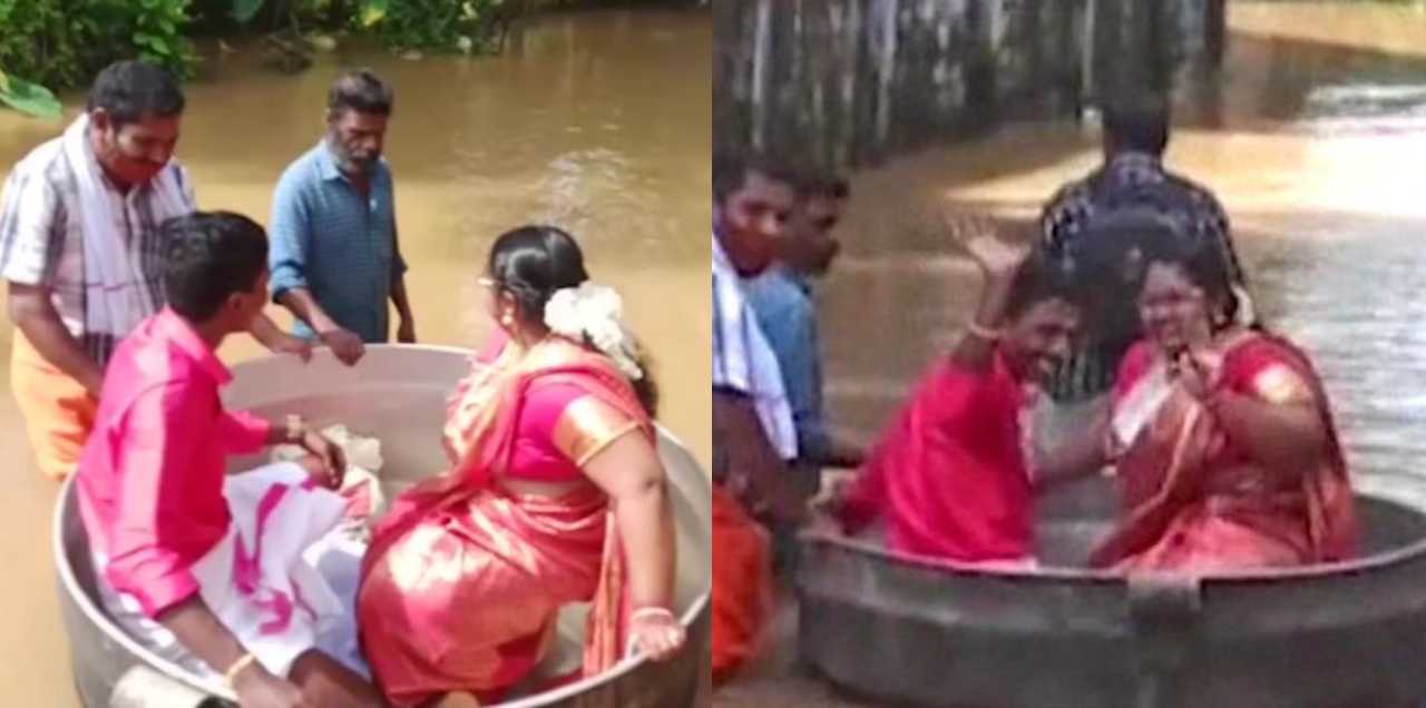 WATCH: Bride & Groom Float Through Water In A Cooking Pot To Get To ...